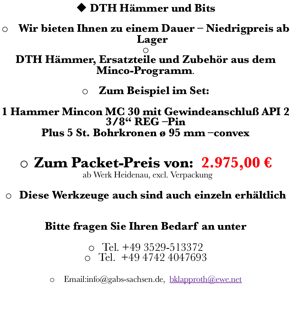 » Mincon – DTH-Imlochhämmer und Zubehör - GABS Sachsen Bohrwerke Onlineshop